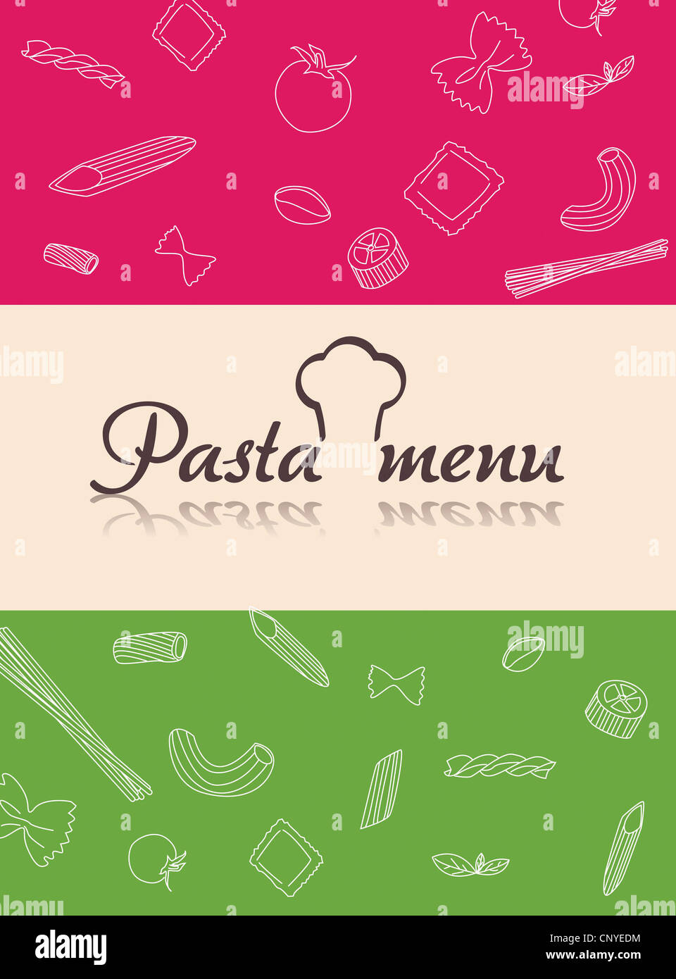 The 'Pasta menu' with noodle and ingredient image Stock Photo - Alamy
