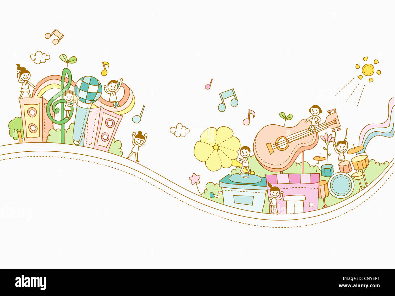 The people in the musical instrument town Stock Photo - Alamy