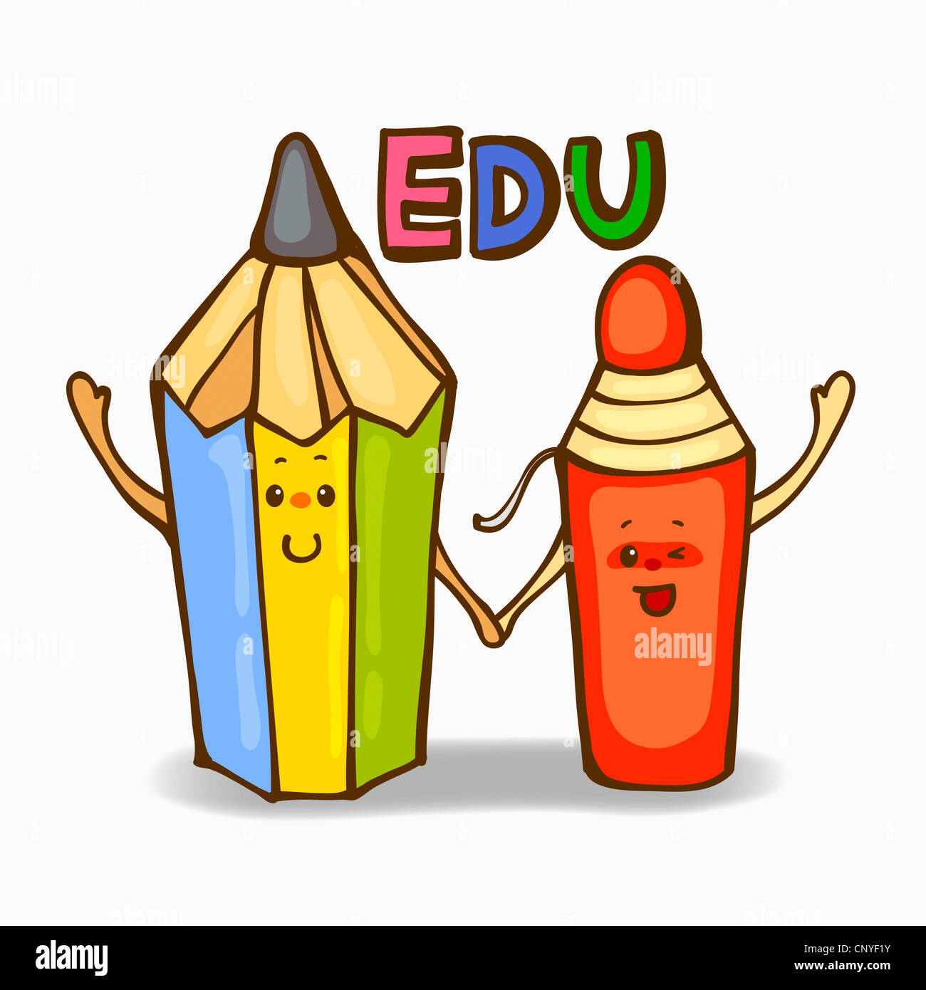 The pencils holding hands together with 'EDU' Stock Photo - Alamy