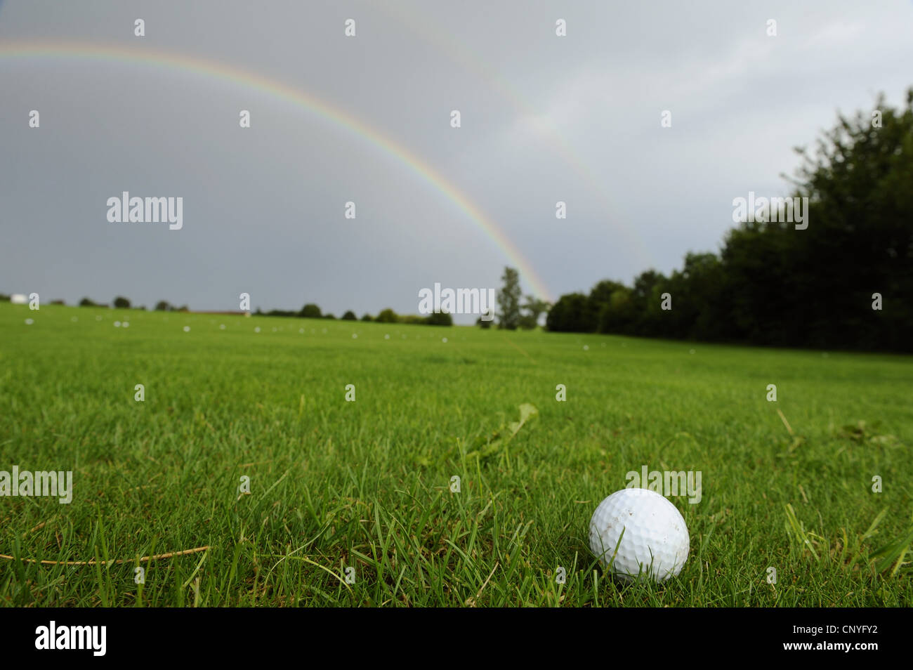 rainbow over a golf course, Germany, Bavaria Stock Photo - Alamy