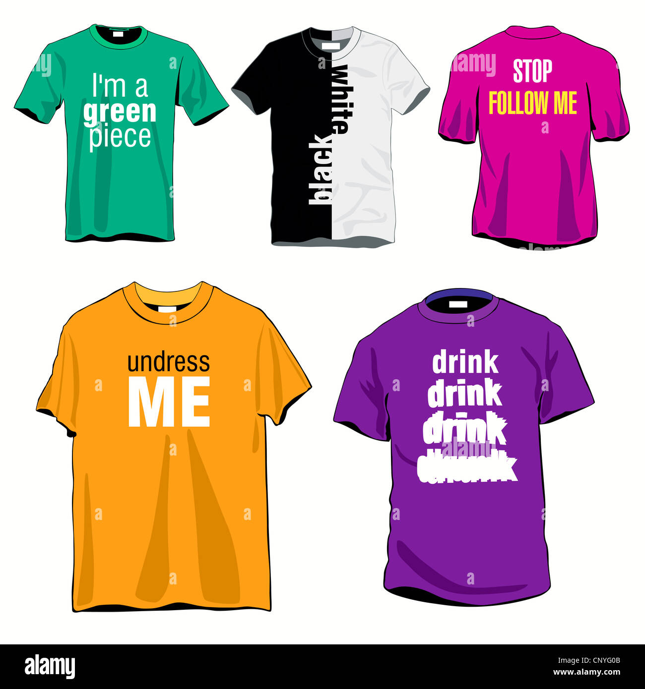 Fun t-shirts set Stock Photo - Alamy