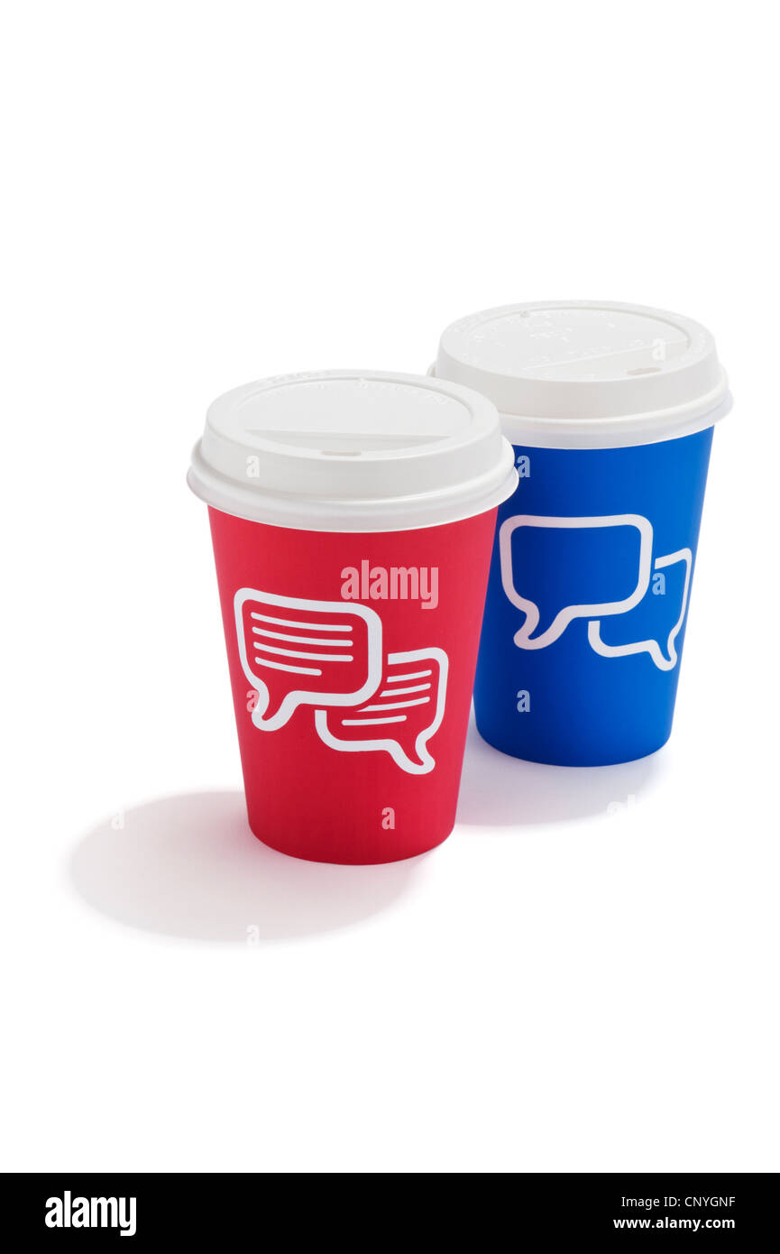 Two cups hot takeaway coffee Cut Out Stock Images & Pictures - Alamy
