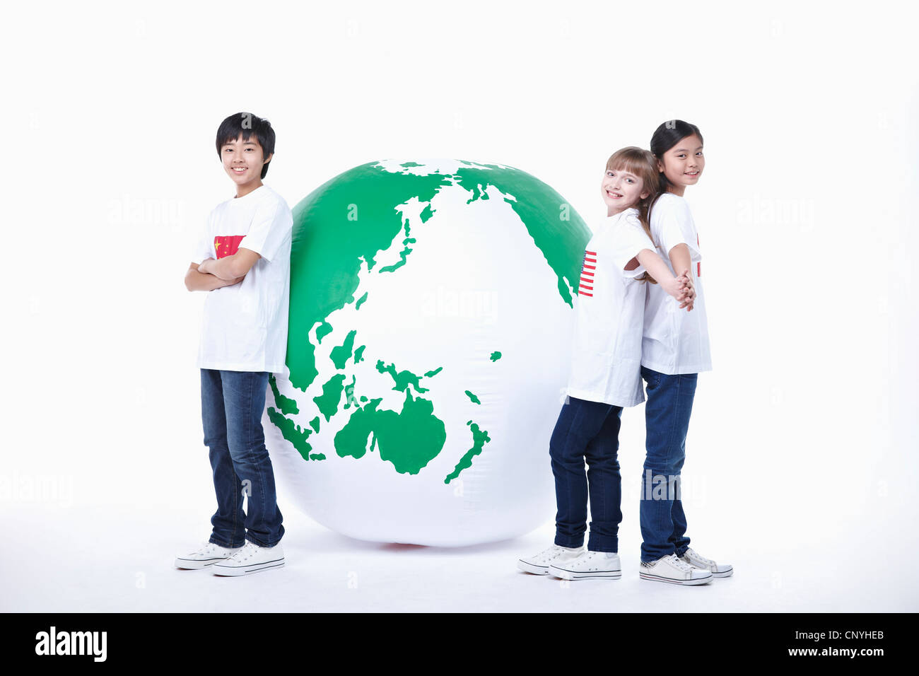 The global students with the globe Stock Photo - Alamy