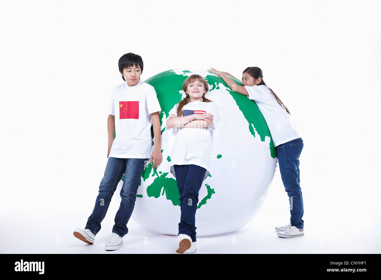 The global students with the globe Stock Photo - Alamy