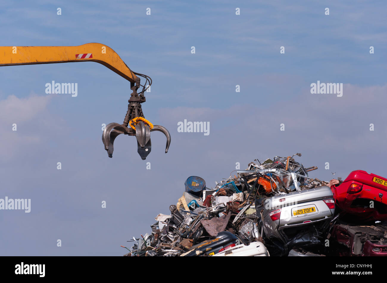 Scrap cars and metal at scrapyard recycler Stock Photo - Alamy