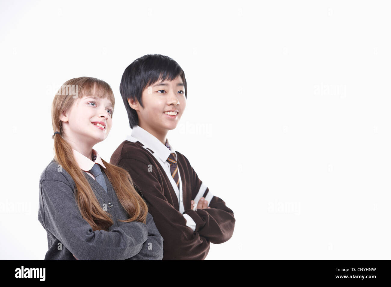 The global students with their arms folded Stock Photo - Alamy