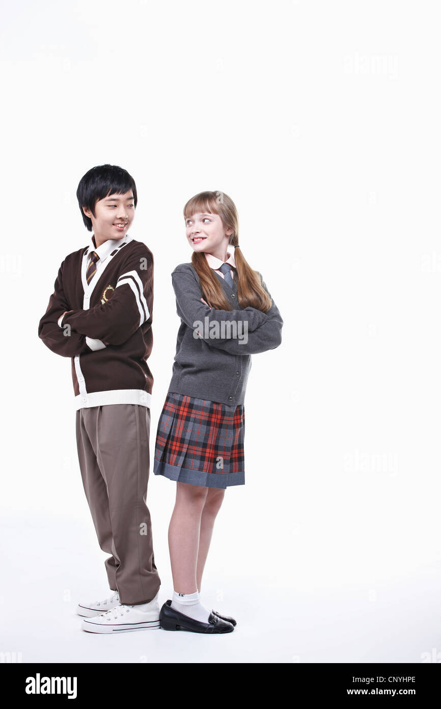 The global students standing against each other Stock Photo - Alamy