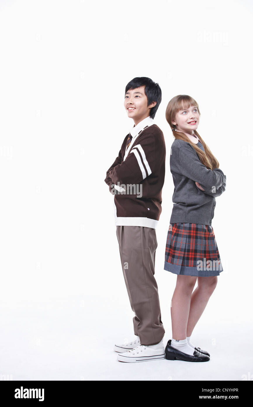 The global students standing against each other Stock Photo - Alamy