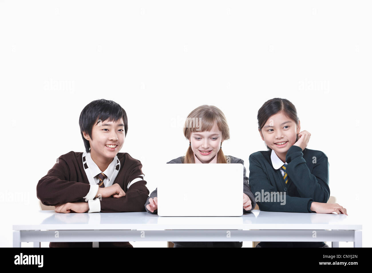 The global students with the laptop Stock Photo - Alamy