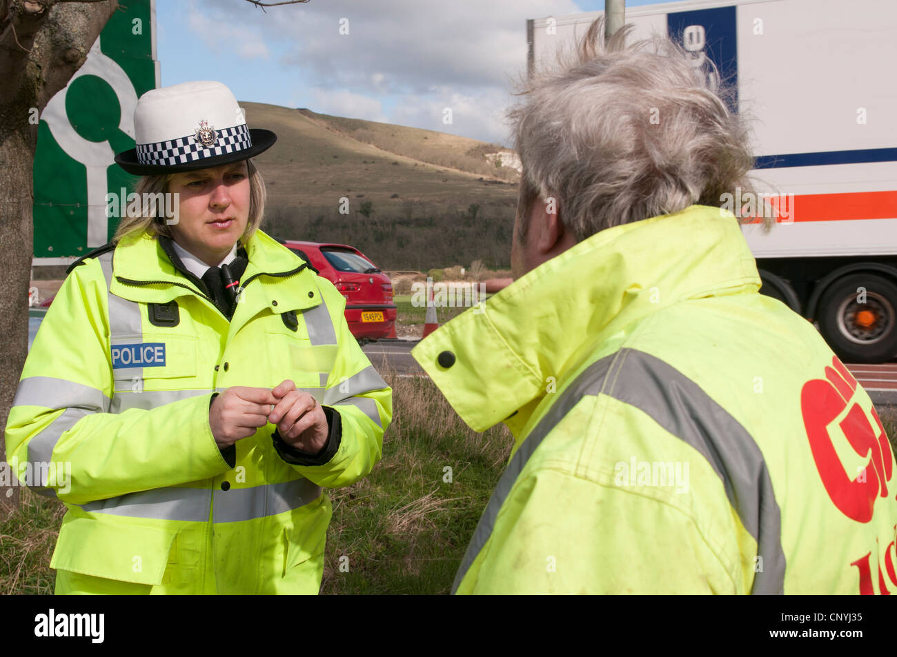 Traffic police officers operating a speed trap Stock Photo - Alamy