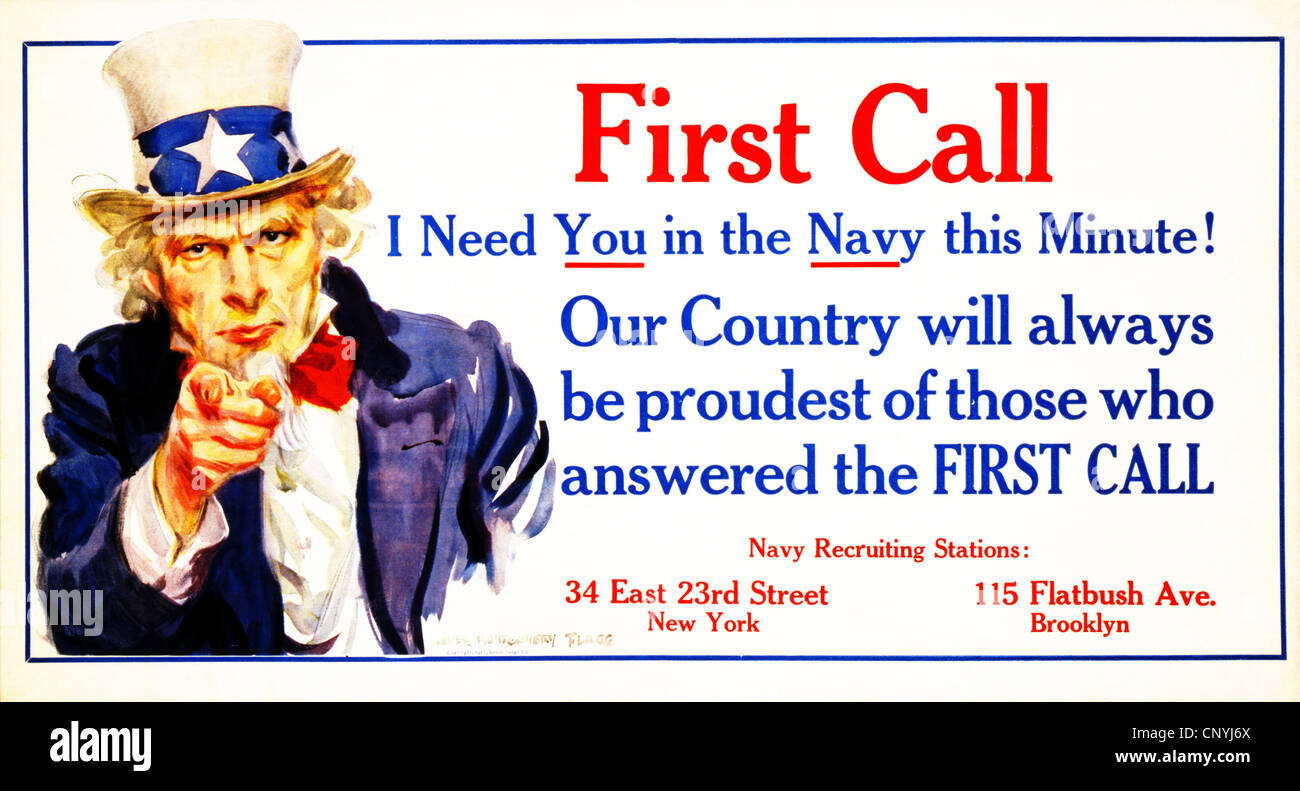 Vintage Uncle Sam navy recruiting poster Stock Photo - Alamy