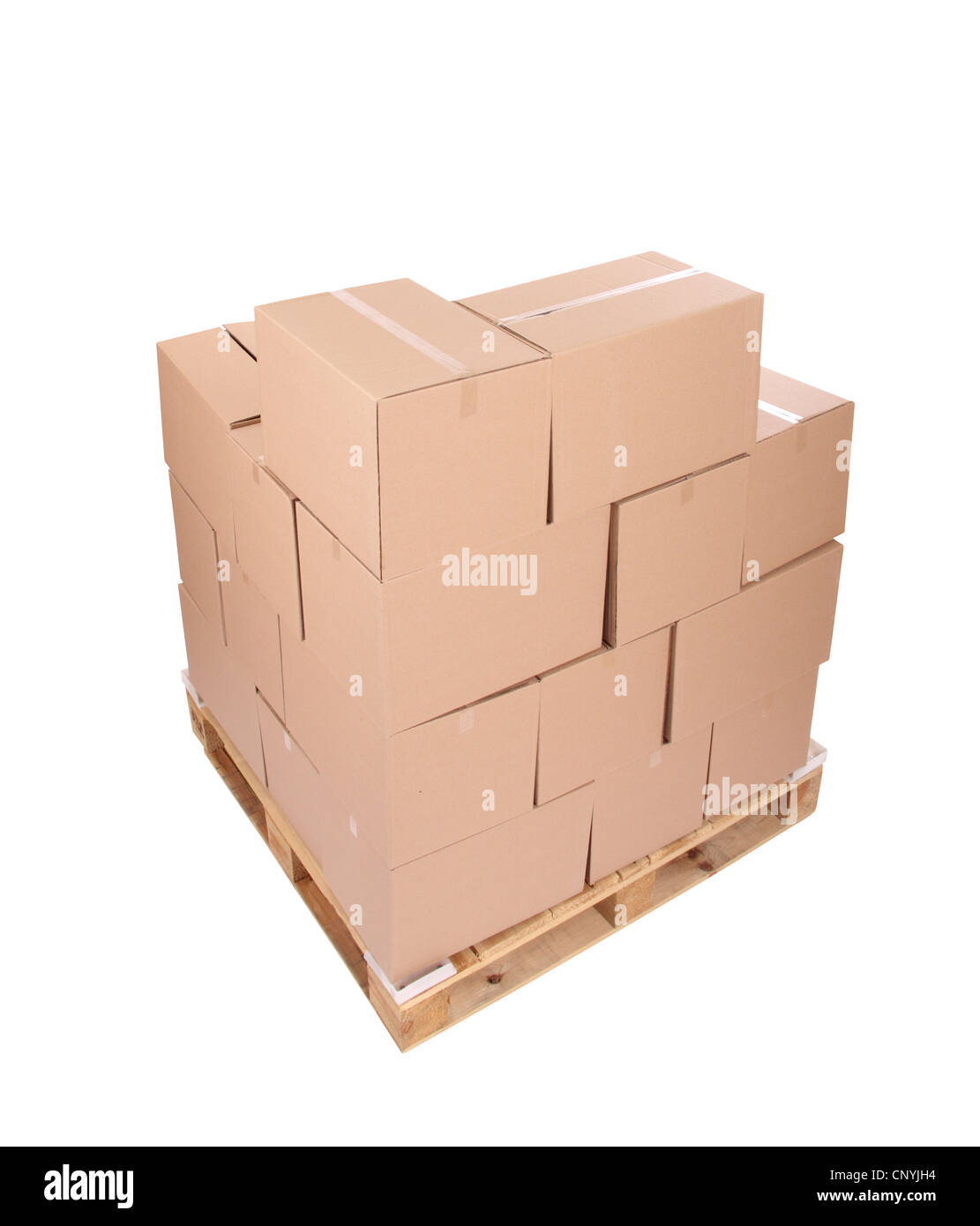 cardboard boxes on wooden palette Stock Photo - Alamy