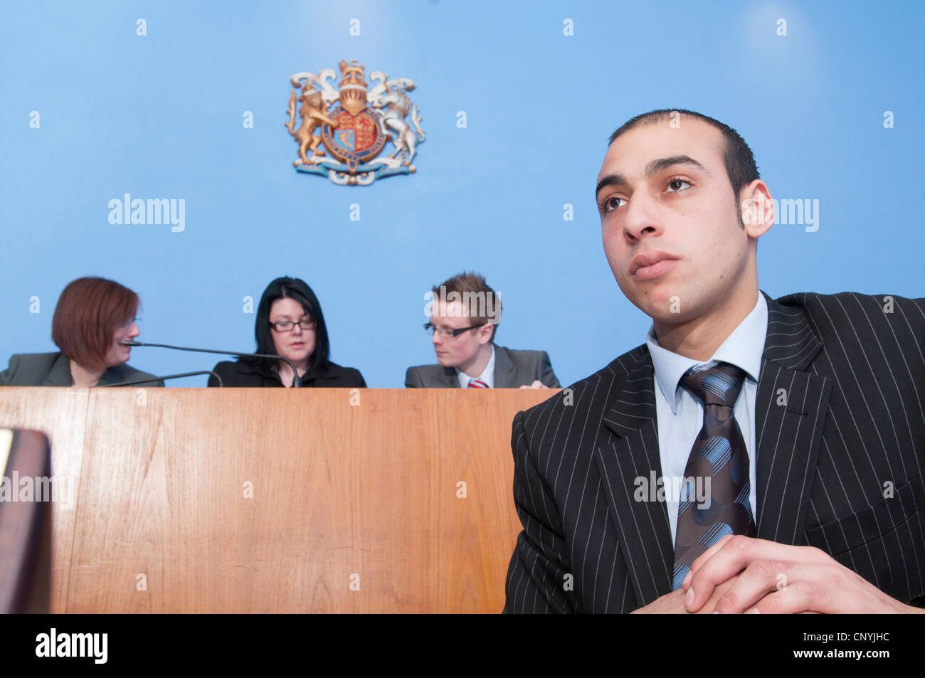 Clerk of the Court sits in front of Magistrates Stock Photo - Alamy