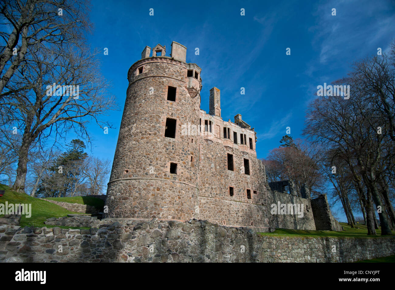 The ruins of Historic Castle Huntly in the Aberdeenshire North East of ...