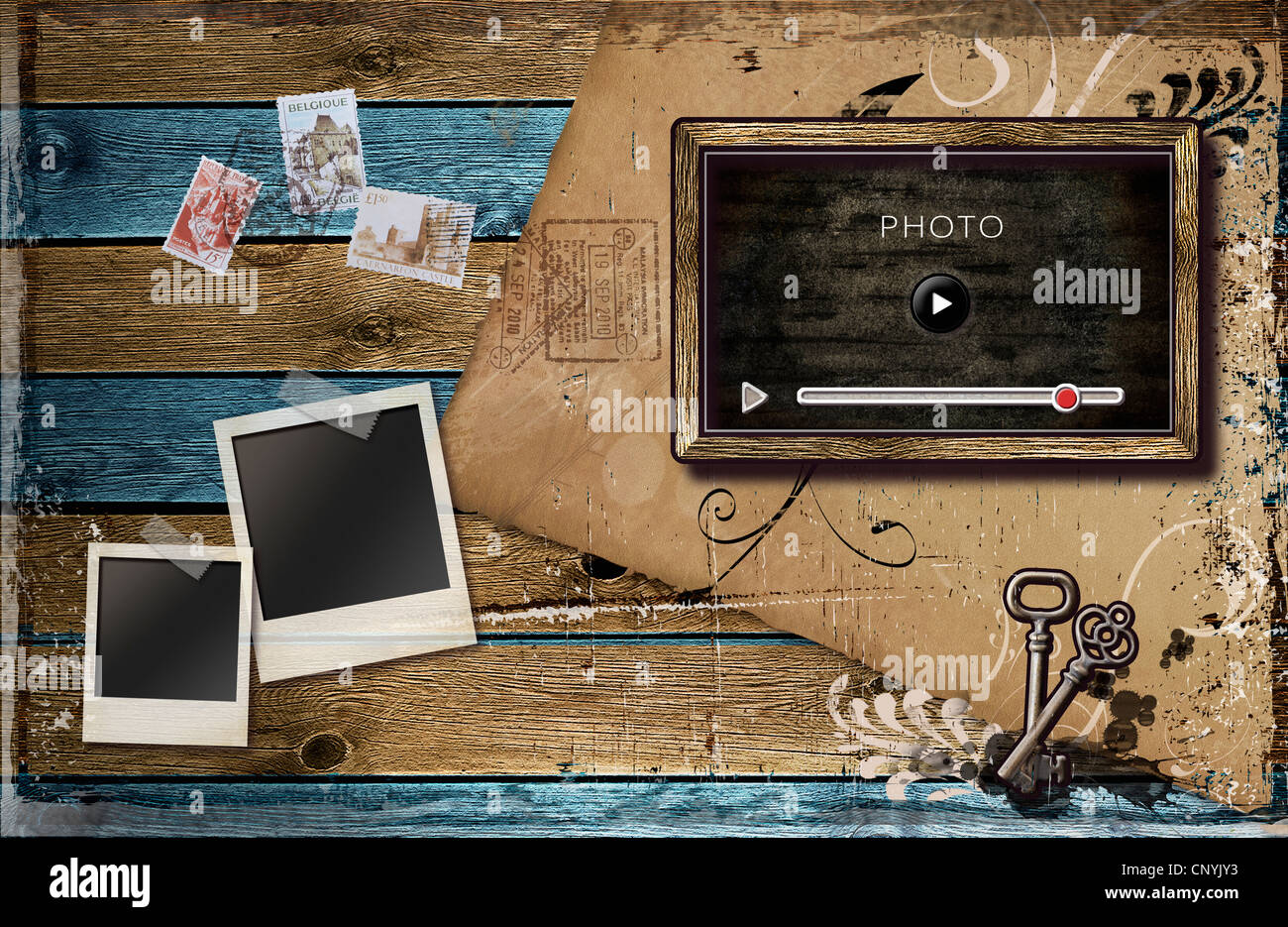 The video photo frame and the decorations Stock Photo - Alamy