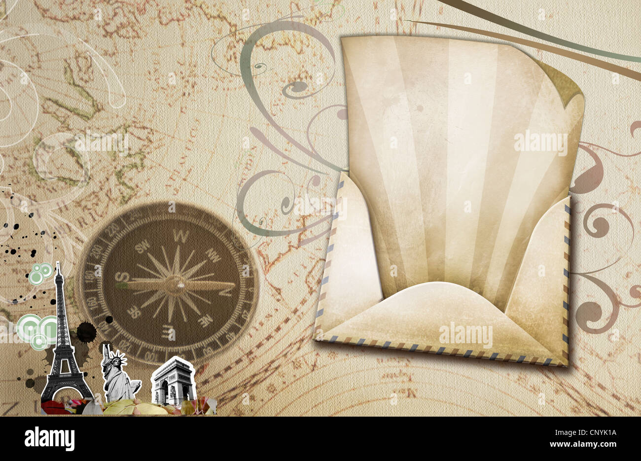 The letter, compass, and tourist site Stock Photo - Alamy