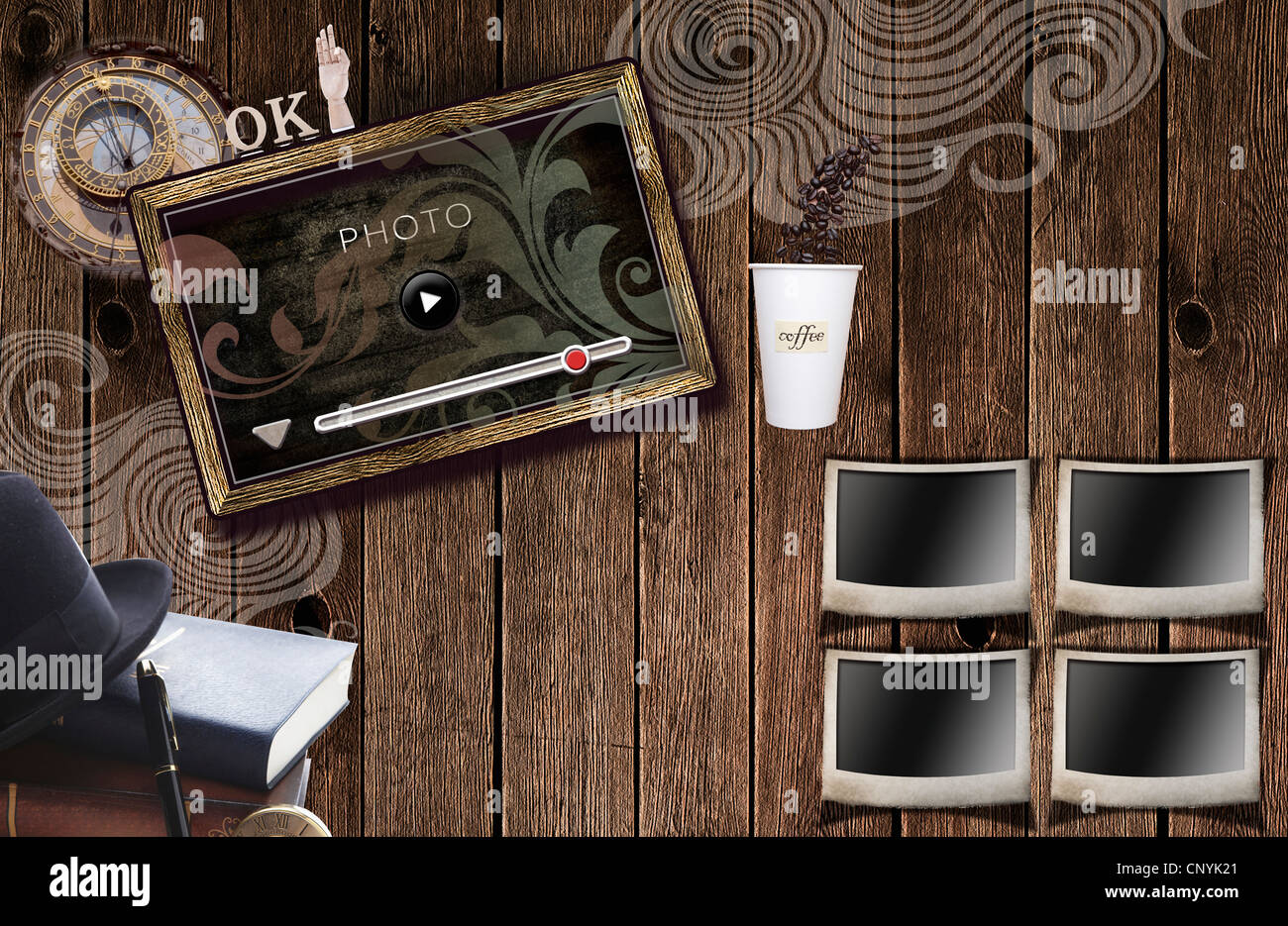 The video photo frame and the decorations Stock Photo - Alamy