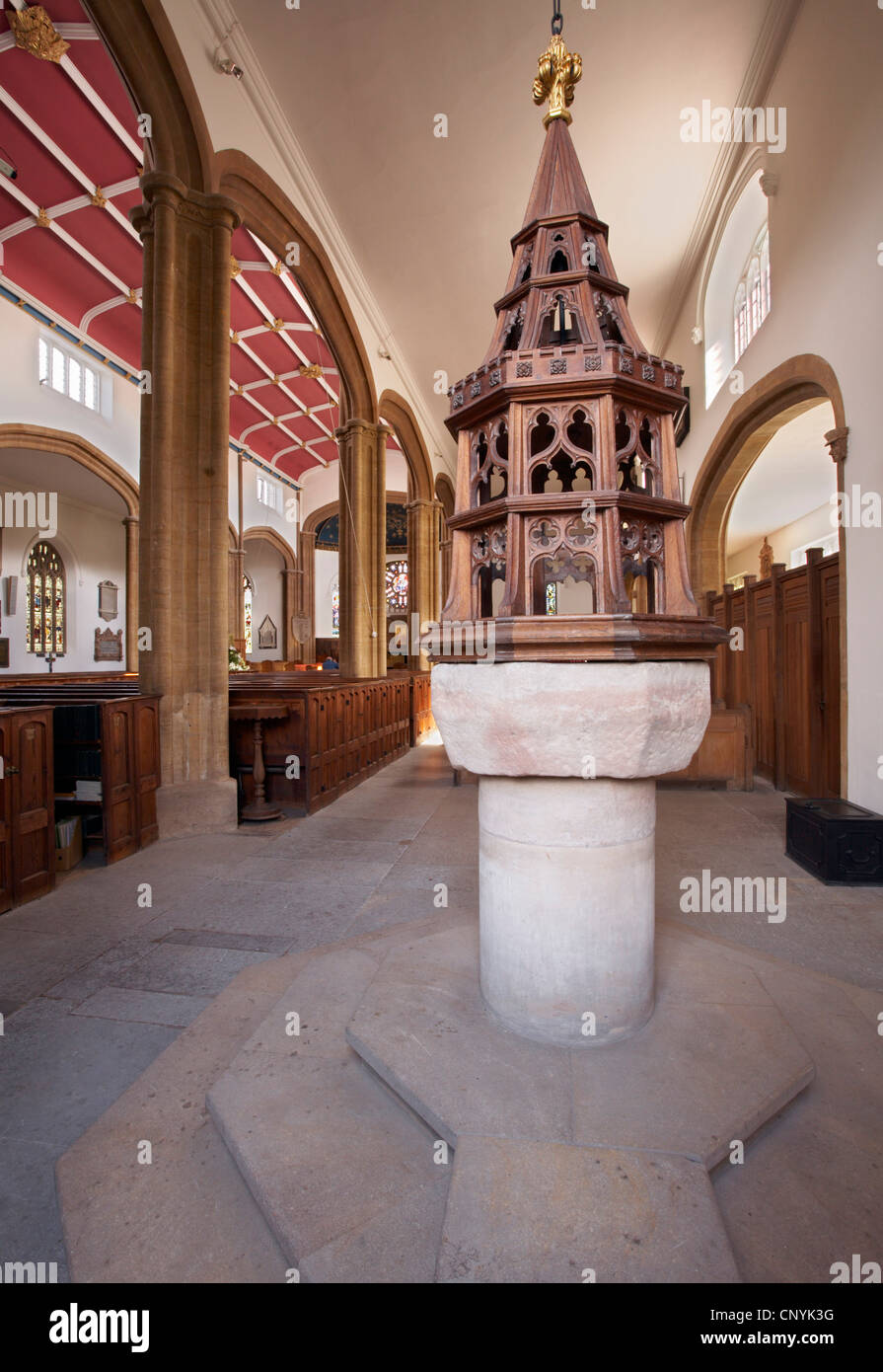 Norman Font St Andrew's Church, Wiveliscombe, Somerset, UK Stock Photo ...