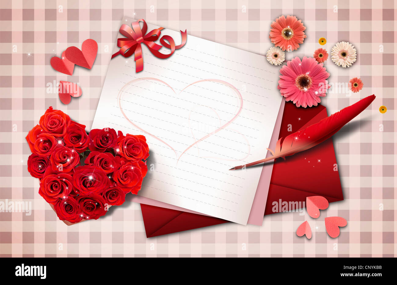 The love letter with flower Stock Photo - Alamy