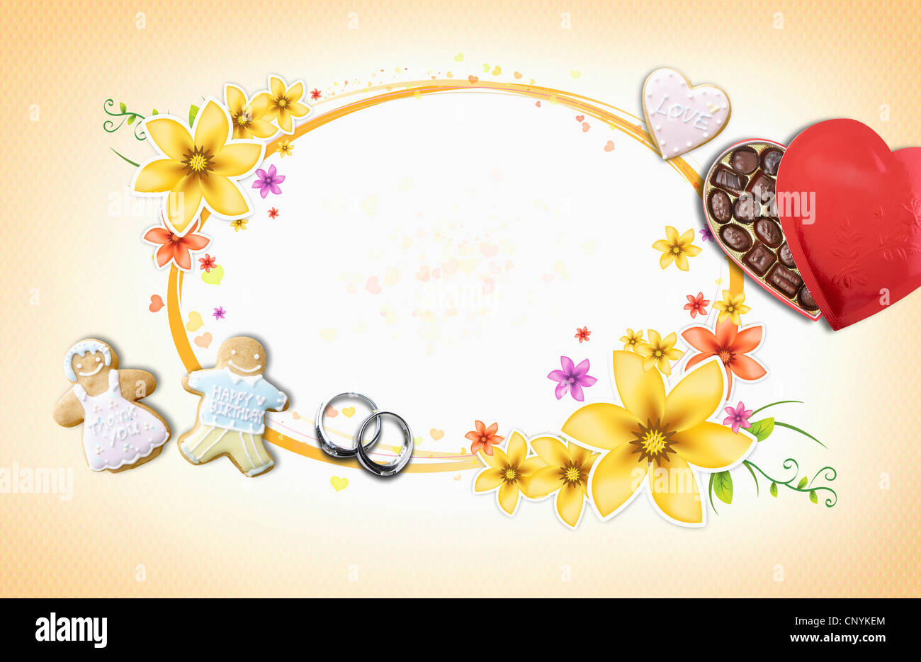 The love letter with couple cookies, ring, and chocolate Stock Photo ...