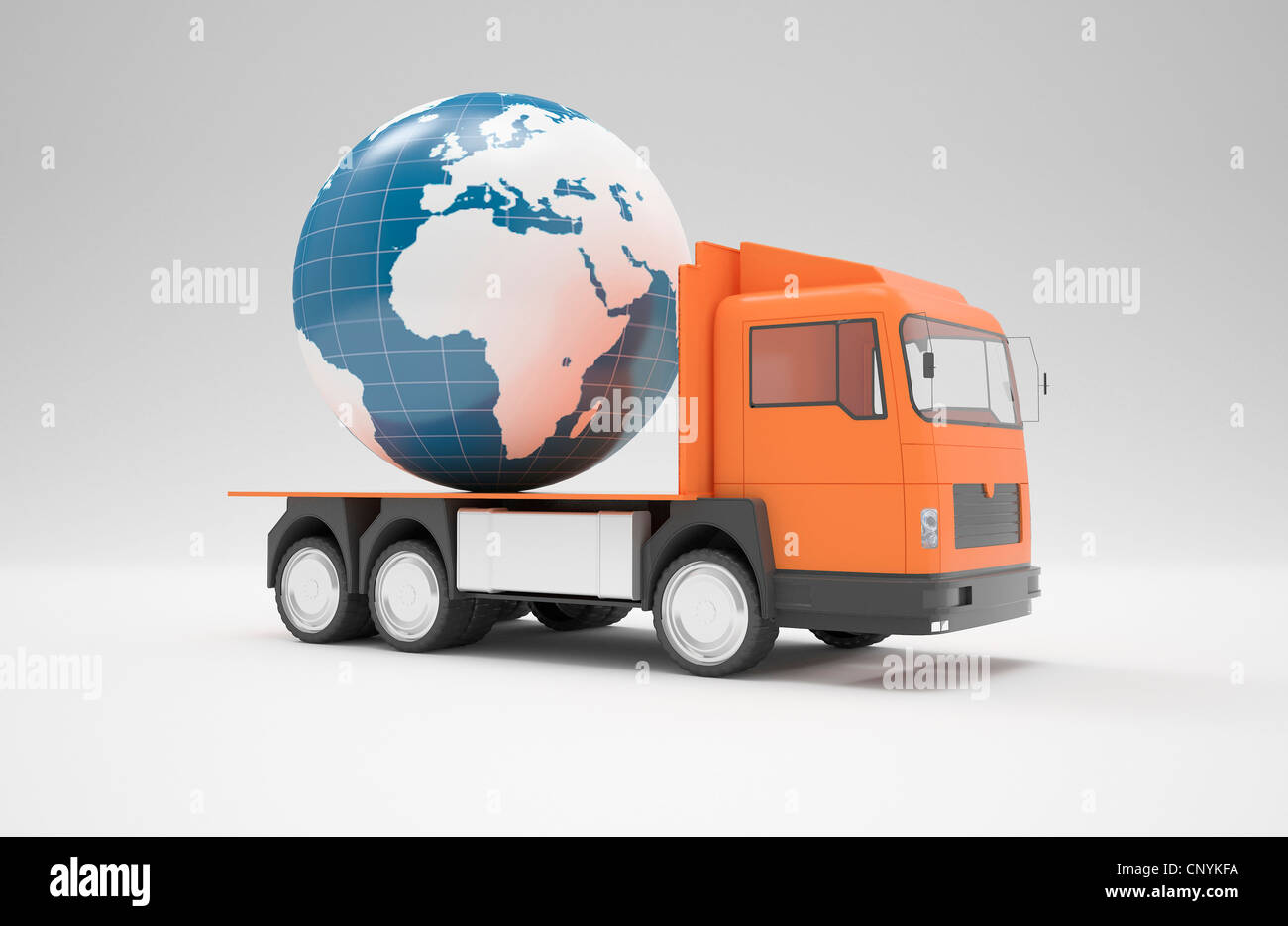 Truck loading the globe Stock Photo - Alamy