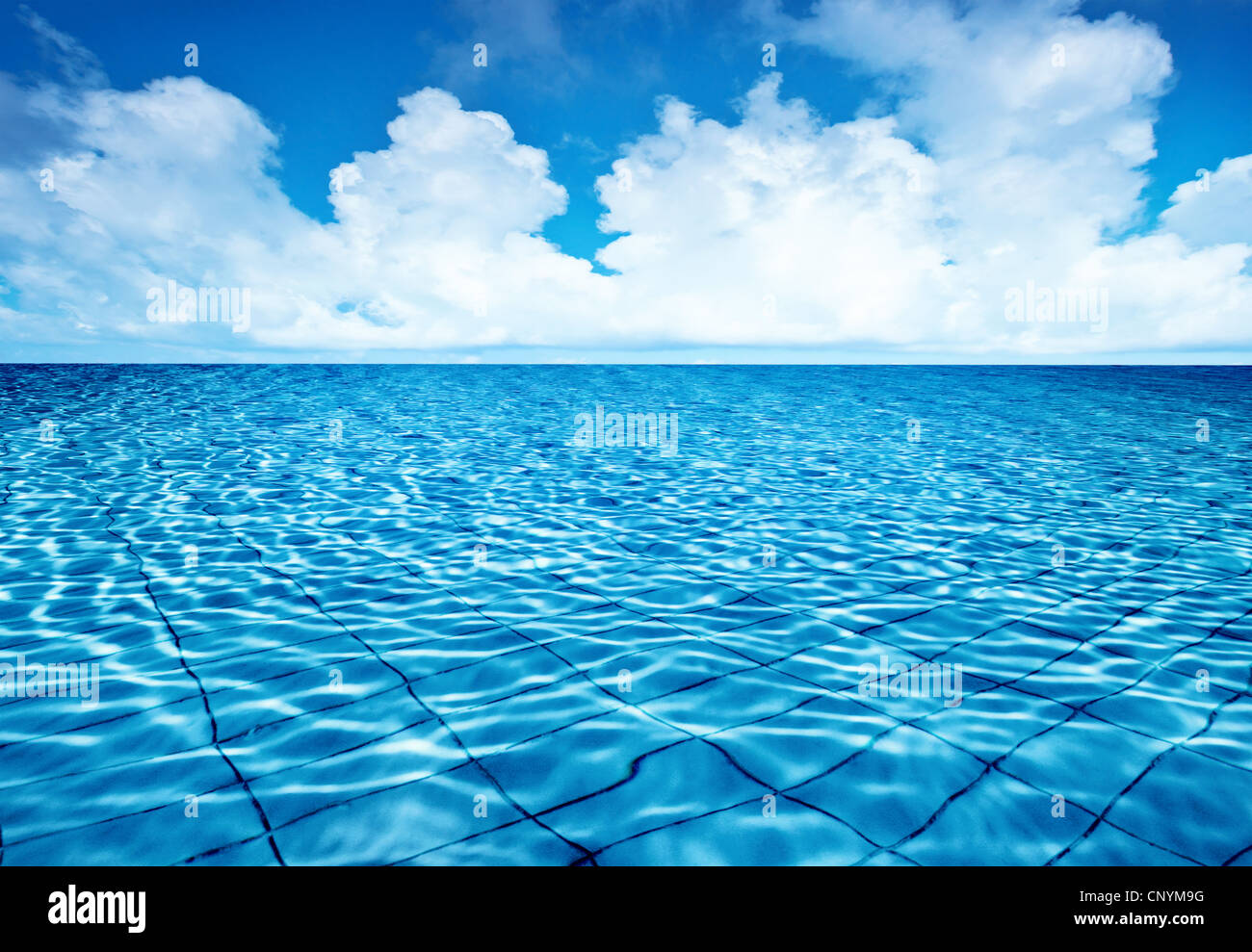 Endless pool water with blue sky background, fresh natural landscape ...