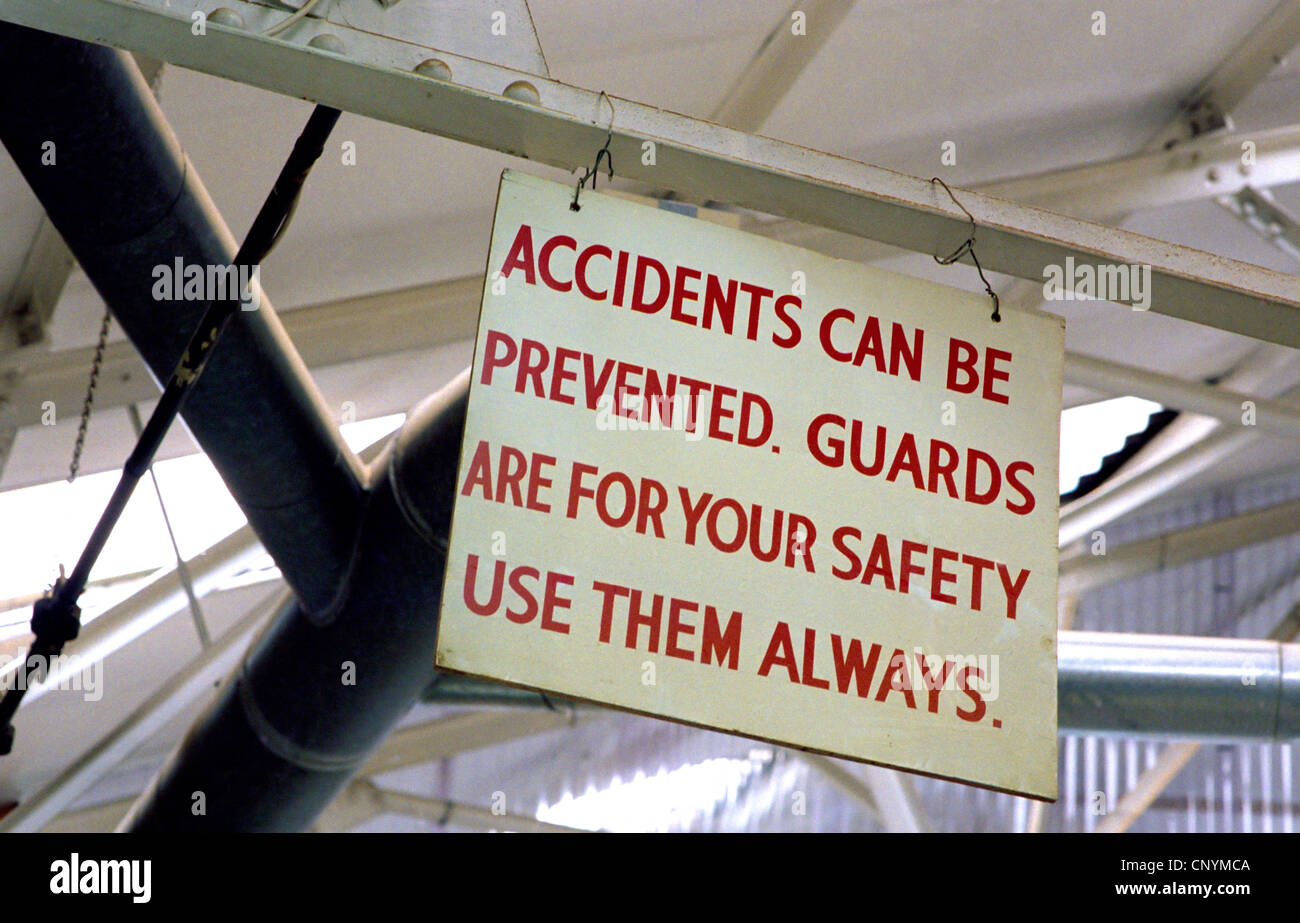 Prevention sign for woodworkers Stock Photo - Alamy