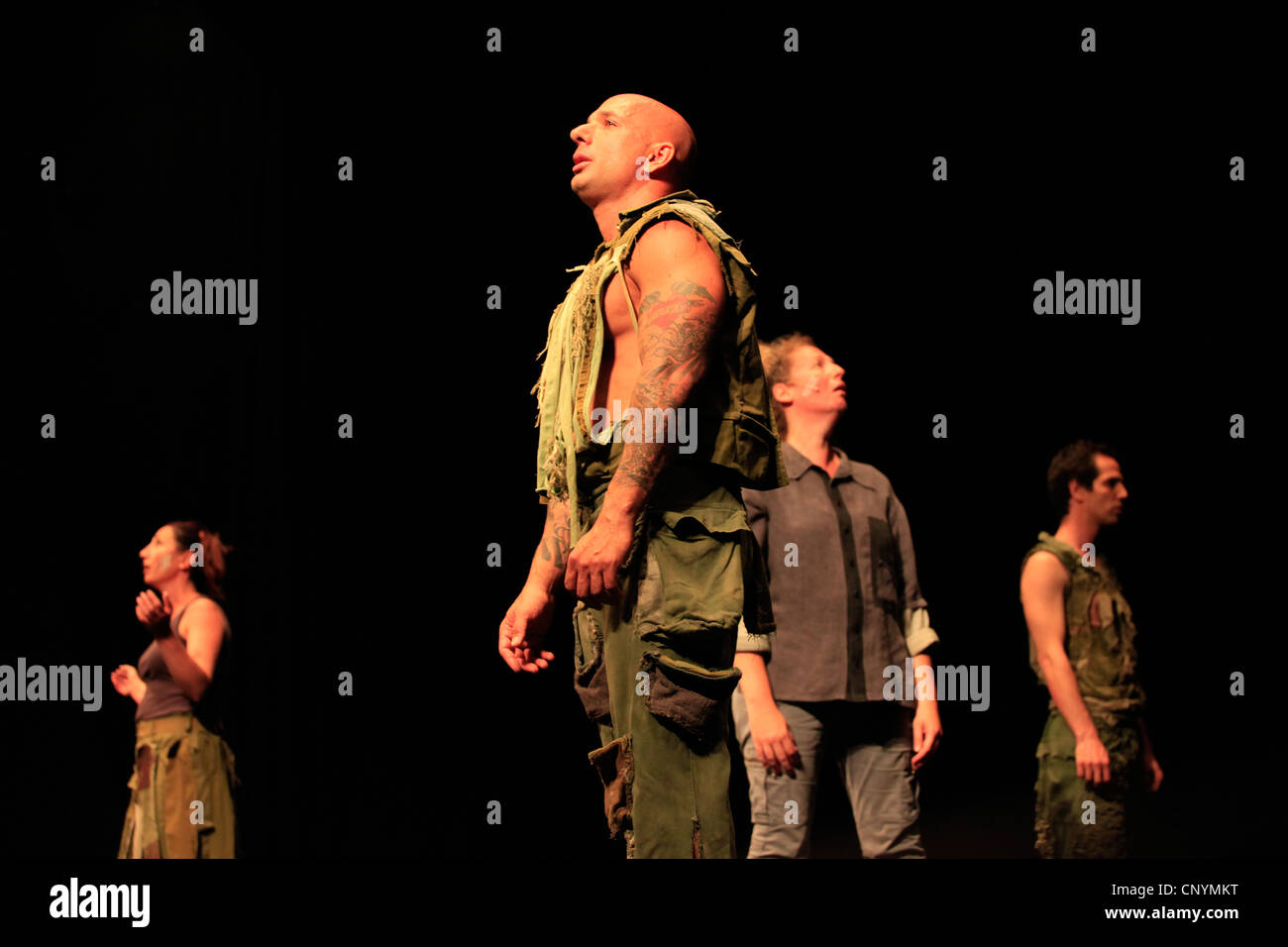 Israeli theater actors performing during the alternative Israeli ...
