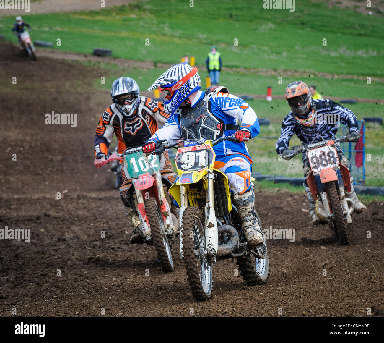 Motocross race action at Tinto Park South Lanarkshire Scotland Stock ...
