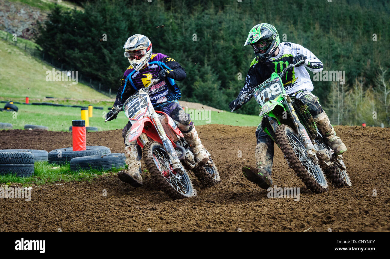 Motocross race action at Tinto Park South Lanarkshire Scotland Stock ...