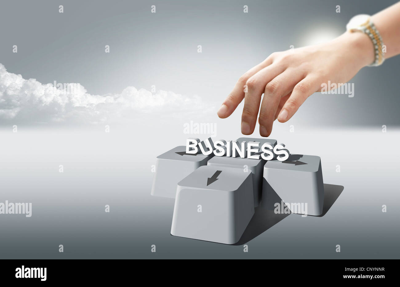The hand approaching the business button Stock Photo - Alamy