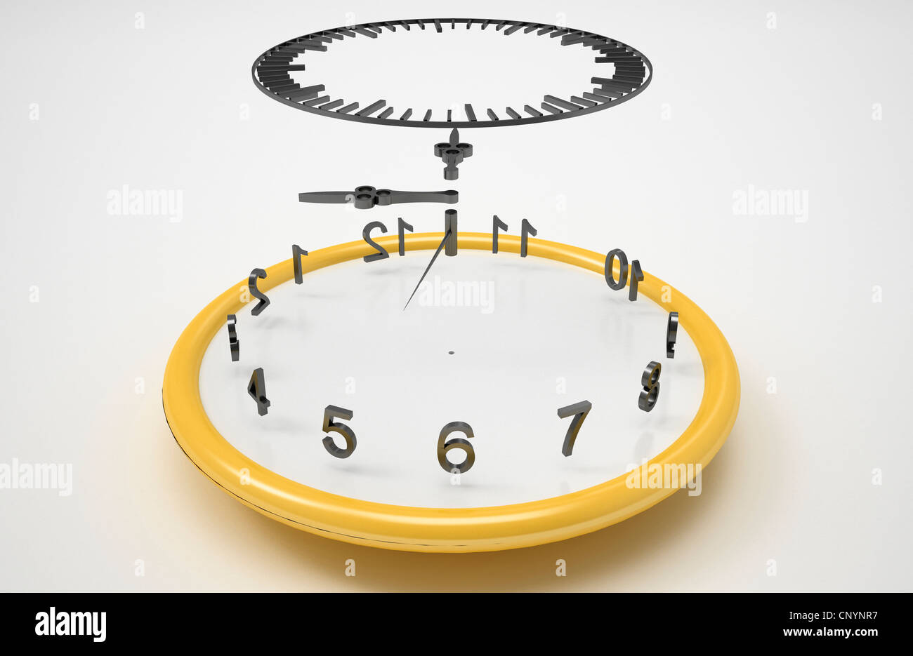 The time between the parts of clock Stock Photo - Alamy