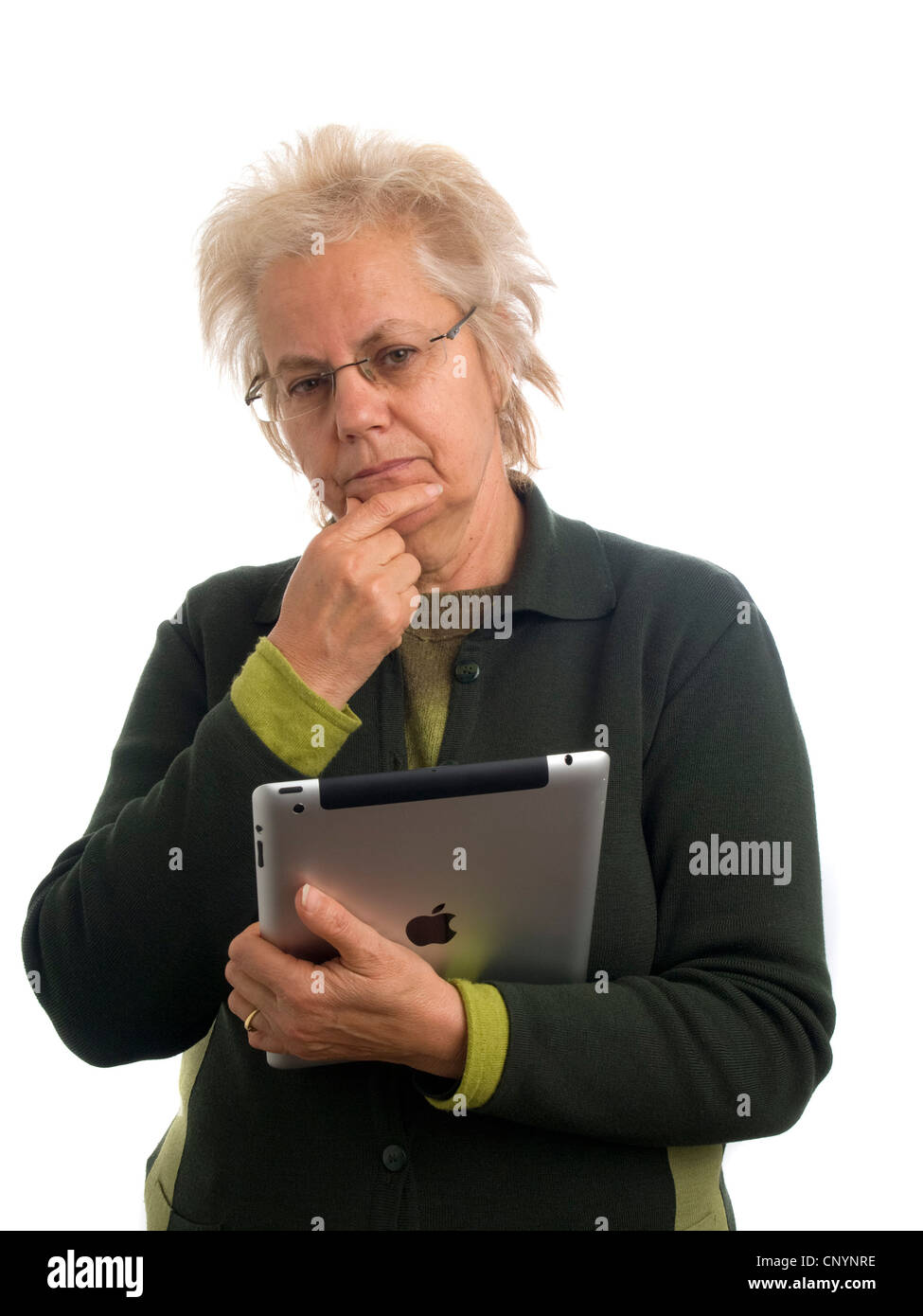 Old aged person holding ipad hi-res stock photography and images - Alamy
