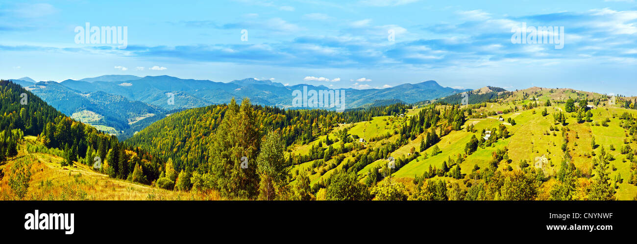 Panoramic mountains landscape, beautiful summer panorama, green ...