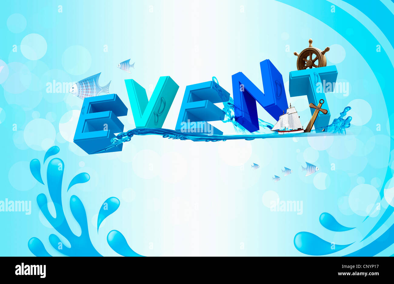 The blue 'EVENT' with sea background Stock Photo - Alamy