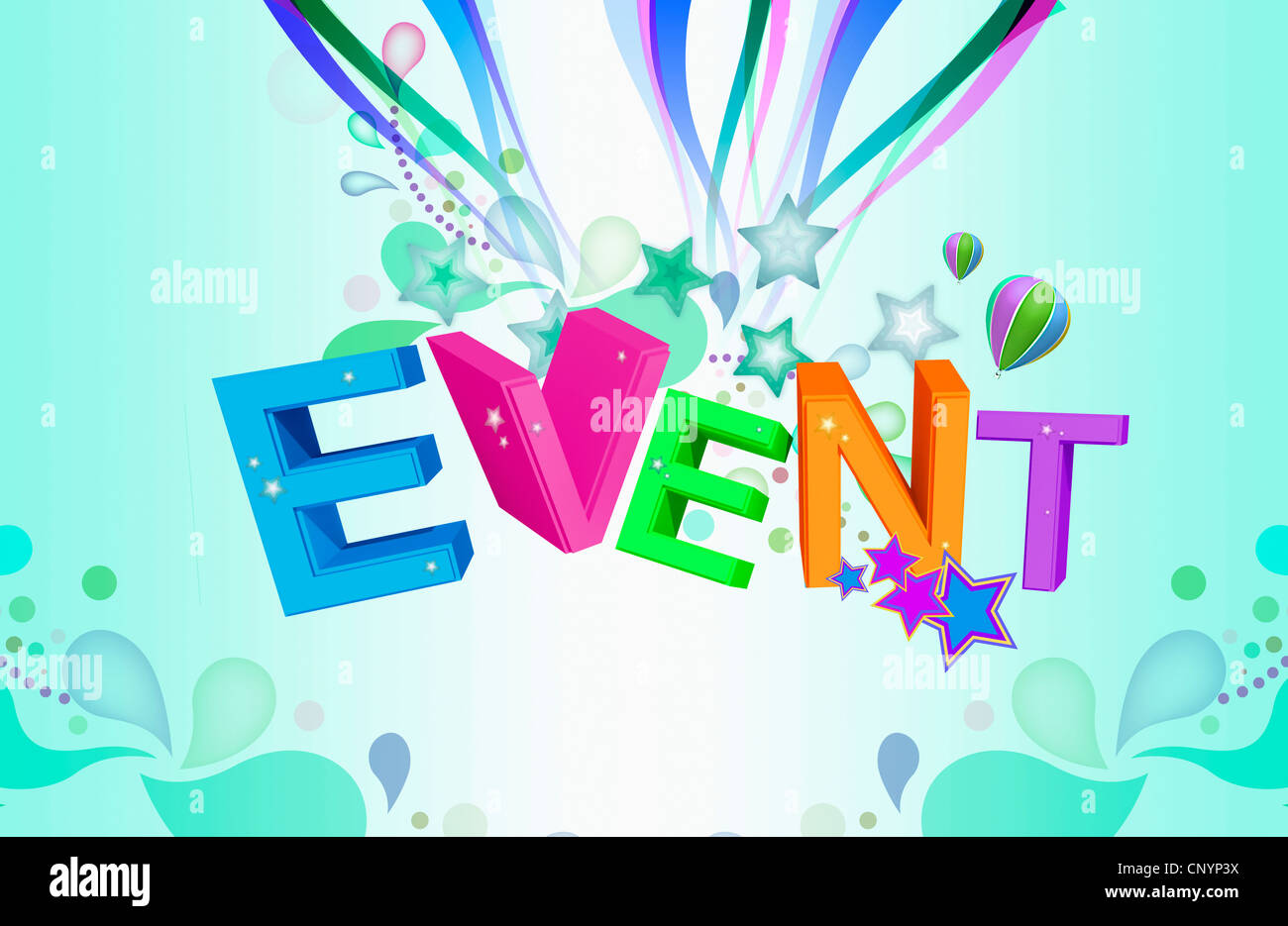 The colorful 'EVENT' with blue background Stock Photo - Alamy