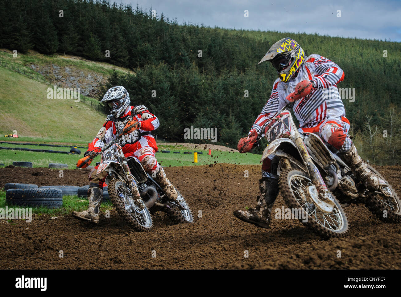 Motocross race action at Tinto Park South Lanarkshire Scotland Stock ...