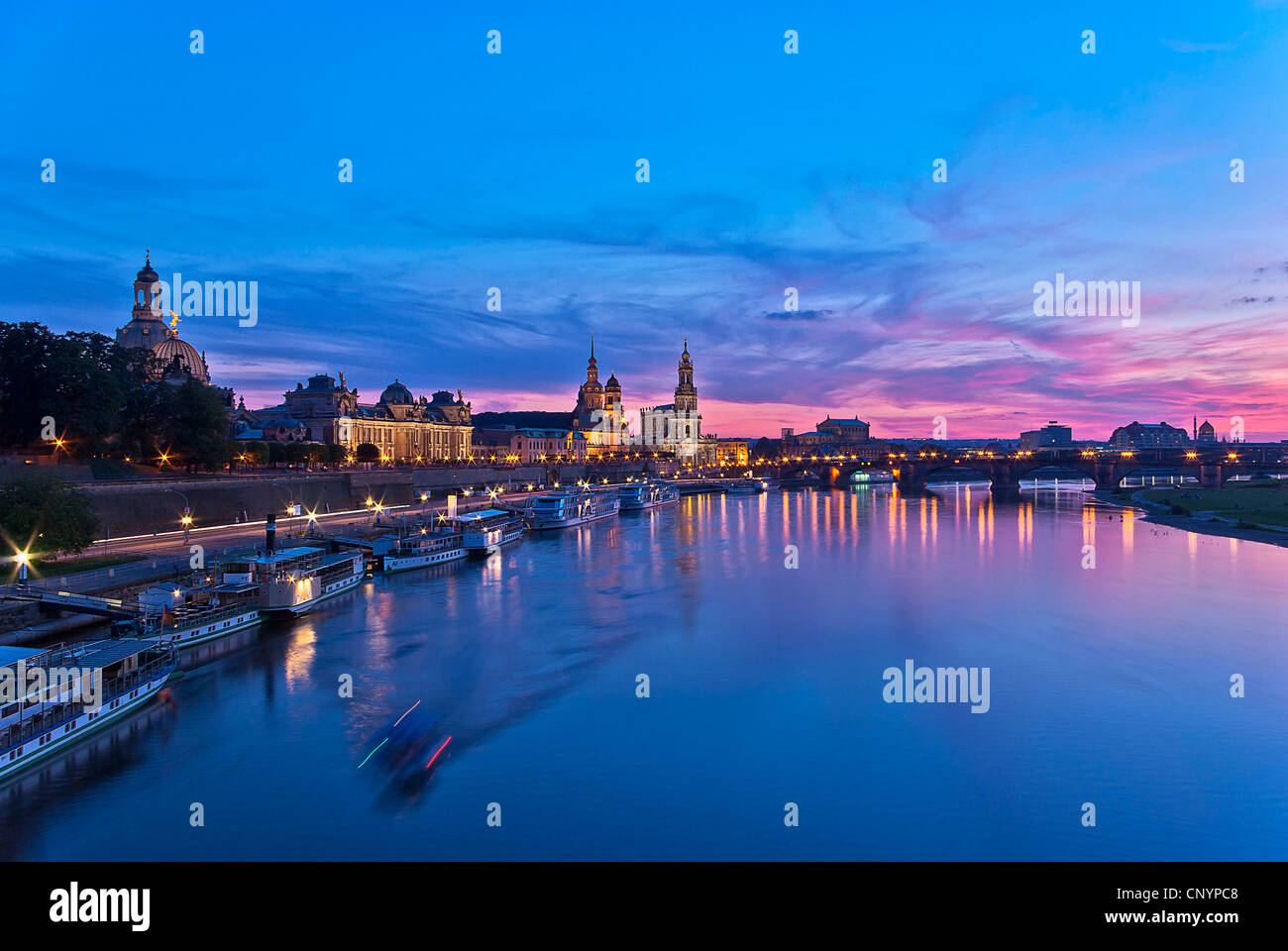 Old baroque historic waterfront of the city of Dresden, Saxony, Germany ...