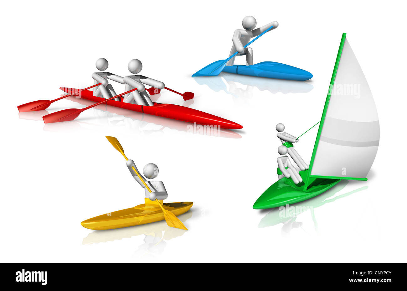 sports symbols icons series 3 on 9, canoe, kayak, rowing, sailing Stock ...