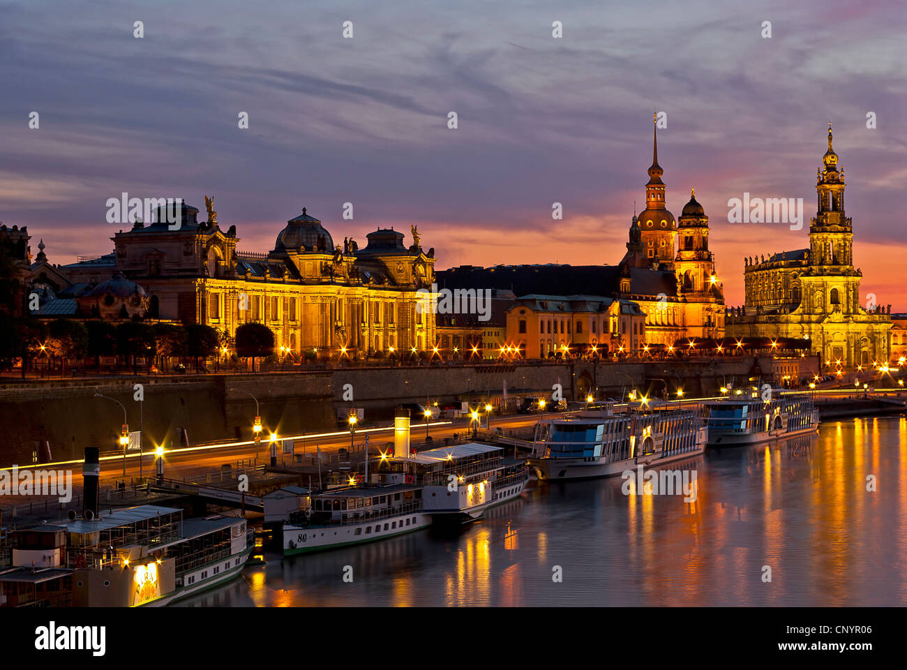 Old baroque historic waterfront of the city of Dresden, Saxony, Germany ...