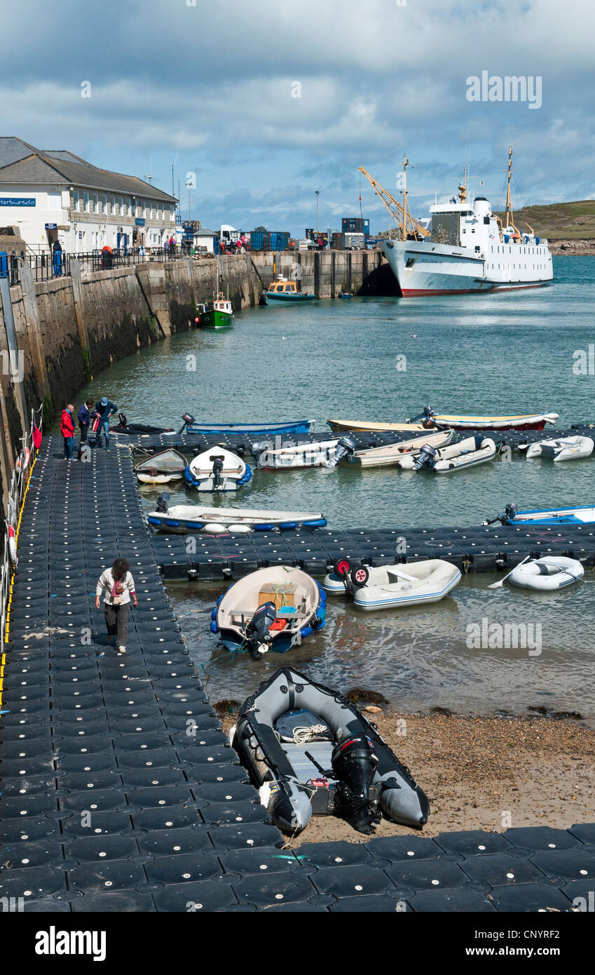 Hugh Town Harbour with the Scillonian III Ferry Moored alongside Isles ...