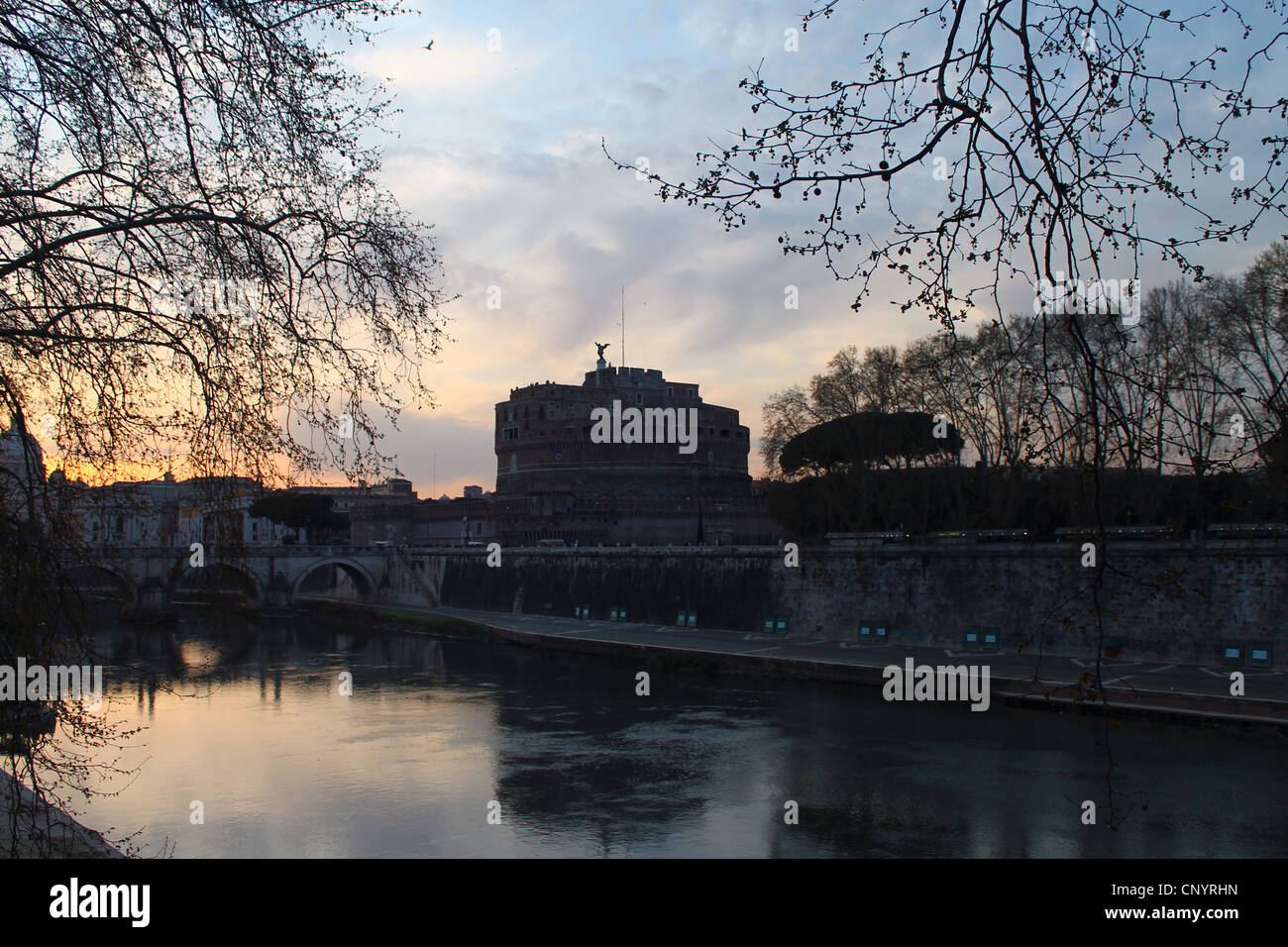 Sant'Angelo Castle on Tevere river in Rome Stock Photo - Alamy