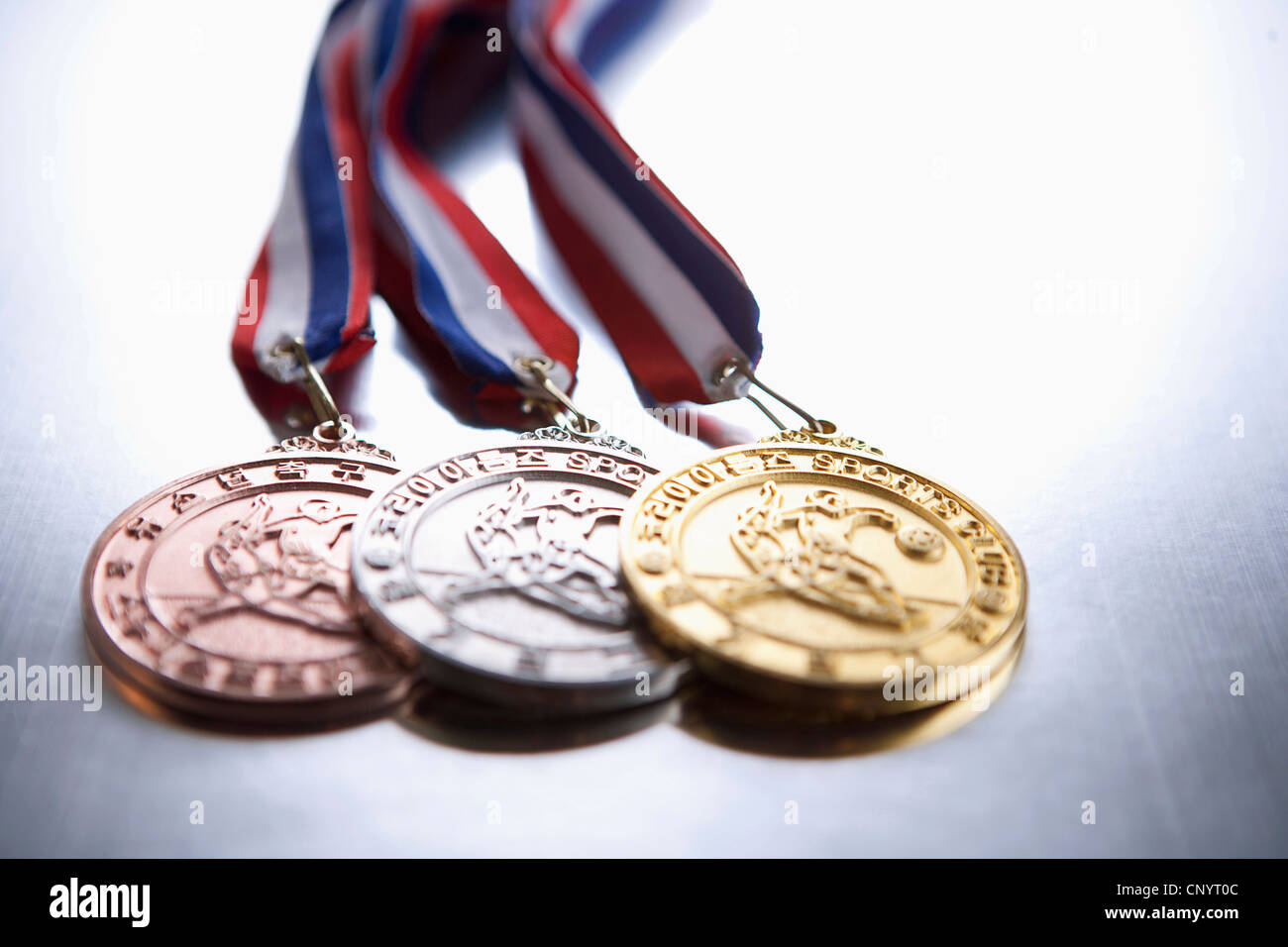 The gold, silver, and bronze prize medal Stock Photo - Alamy