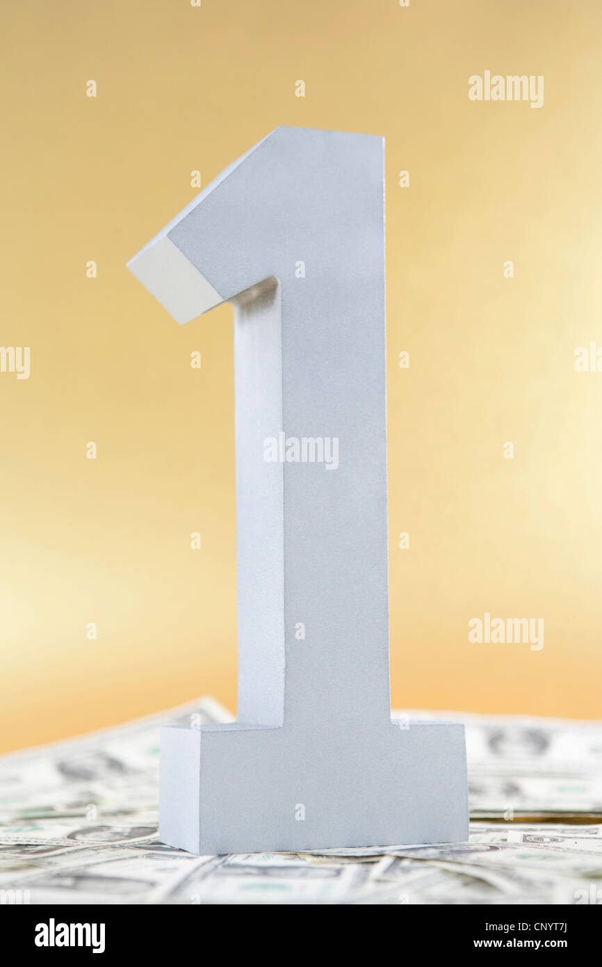 The silver number one on the money Stock Photo - Alamy