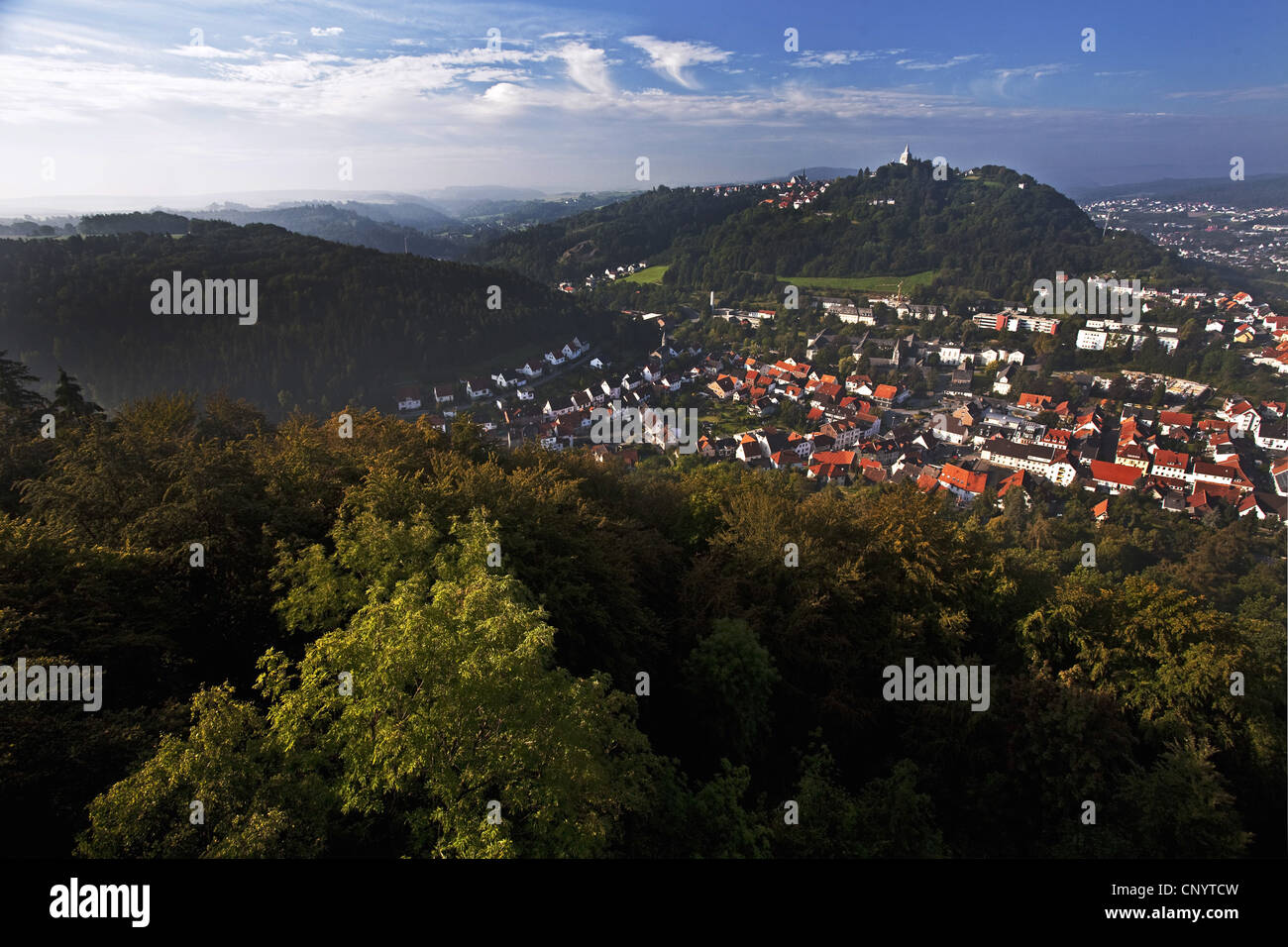 view of Niedermarsberg from Bilsteinturm, Bilstein tower, Germany ...