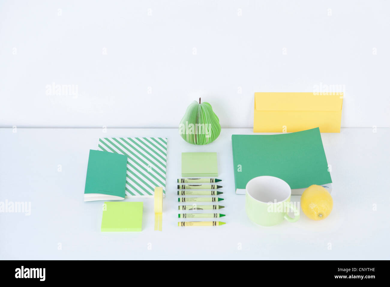 The green and yellow colored stuff on the table Stock Photo - Alamy