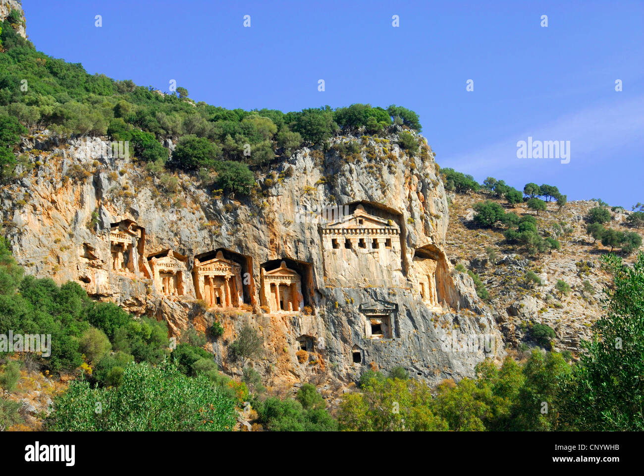 Lycian rock tombs at Caunus/ Dalyan, Turkey Stock Photo - Alamy