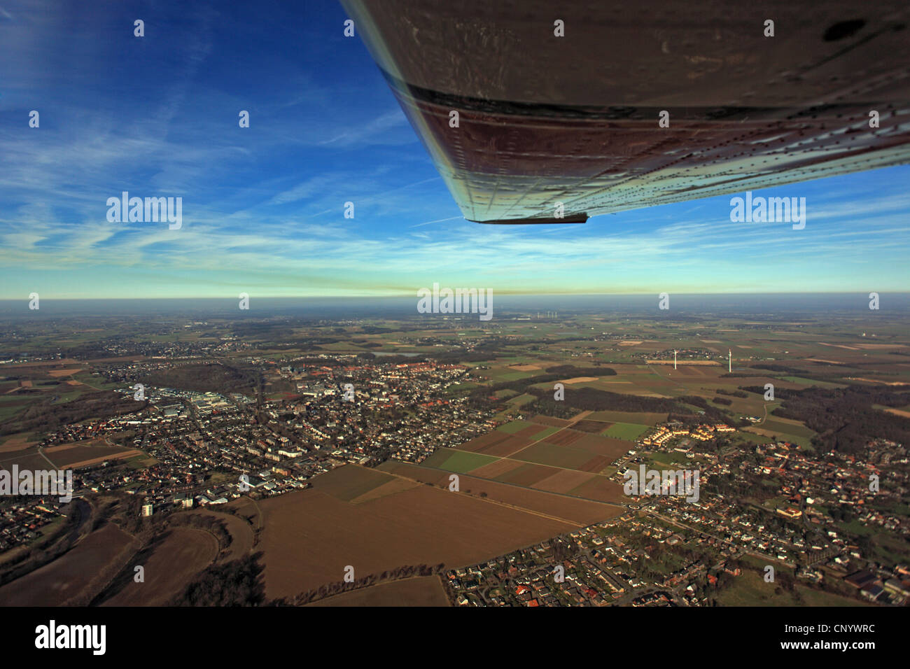 panoramic view and atmospheric inversion, Germany, Neurath Stock Photo ...