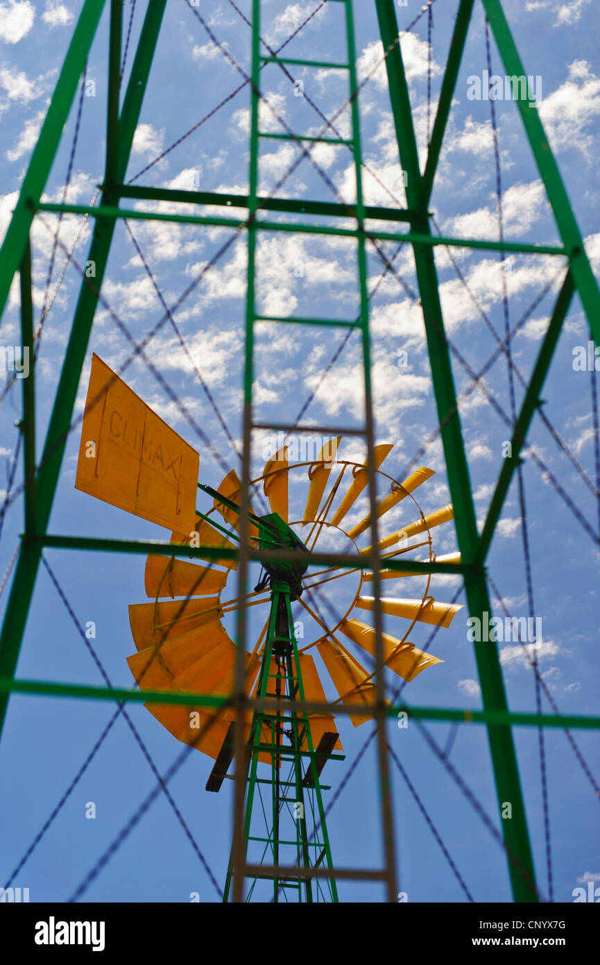 Yellow coloured windmill seen from below , Namibia Stock Photo - Alamy