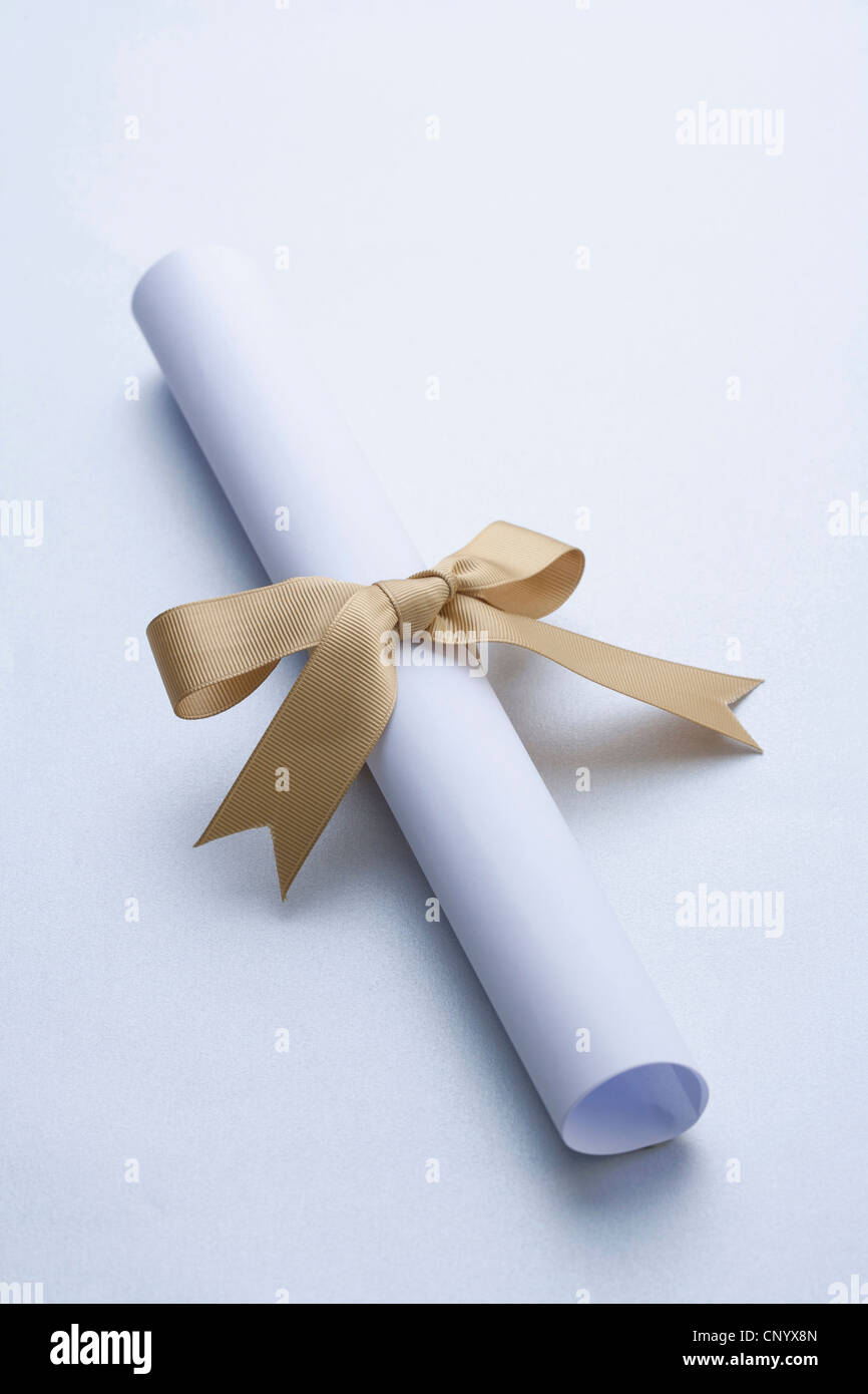 The diploma with gold ribbon Stock Photo - Alamy